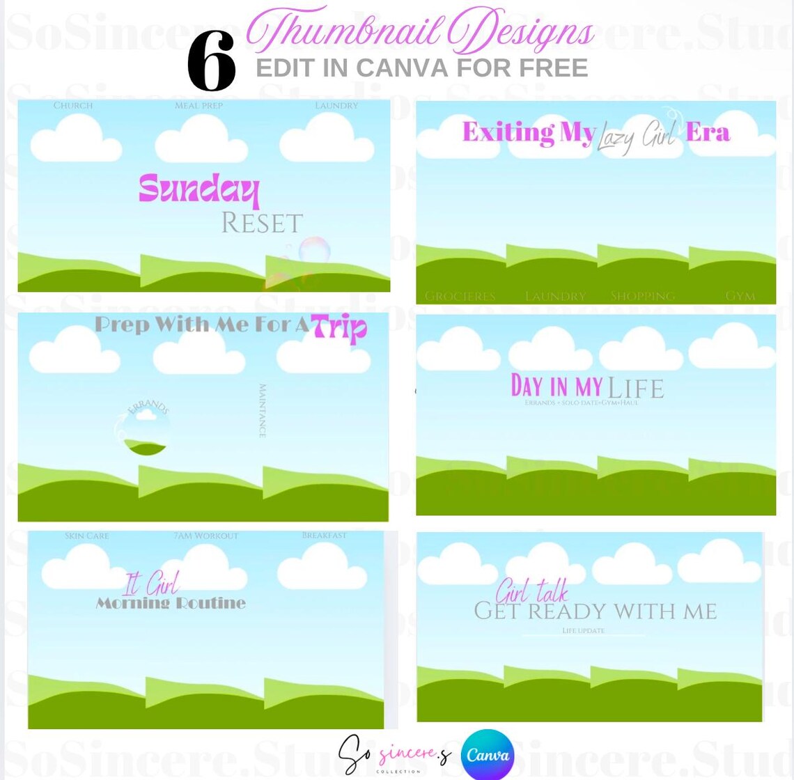 6 Trendy Youtube Thumbnail Templates| Youtube Thumbnail | DIY Branding ...