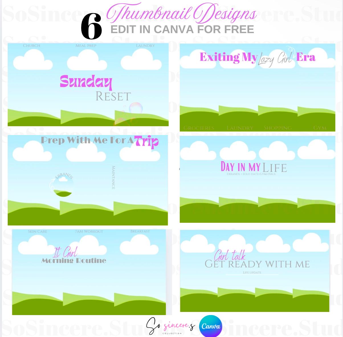 6 Trendy Youtube Thumbnail Templates| Youtube Thumbnail | DIY Branding ...