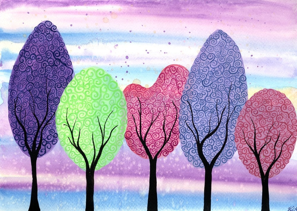 Spring Trees - Original Watercolor Painting - Etsy