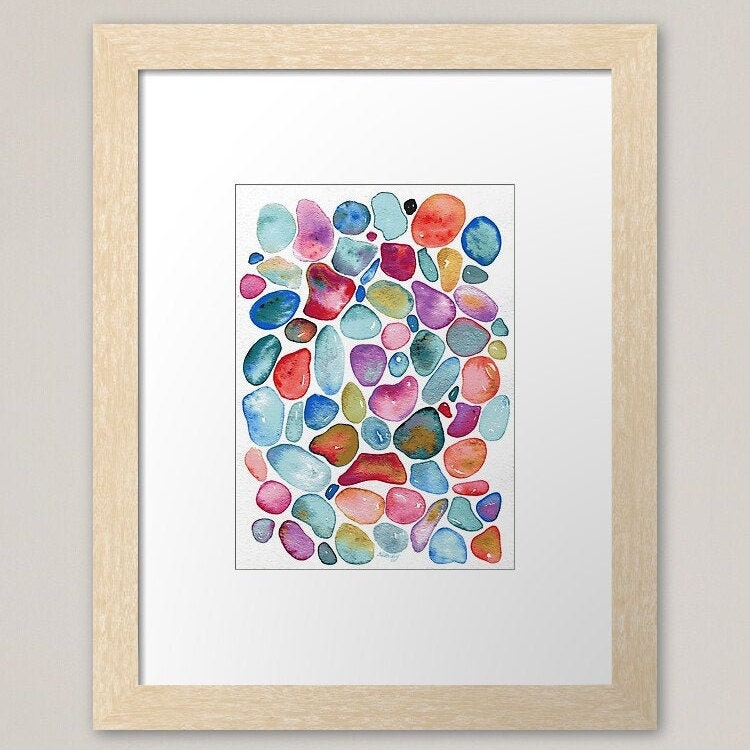 Tumblestones - Original Watercolour Gemstone Crystal Painting on Paper ...
