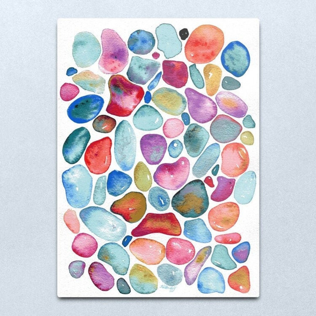 Tumblestones - Original Watercolour Gemstone Crystal Painting on Paper ...