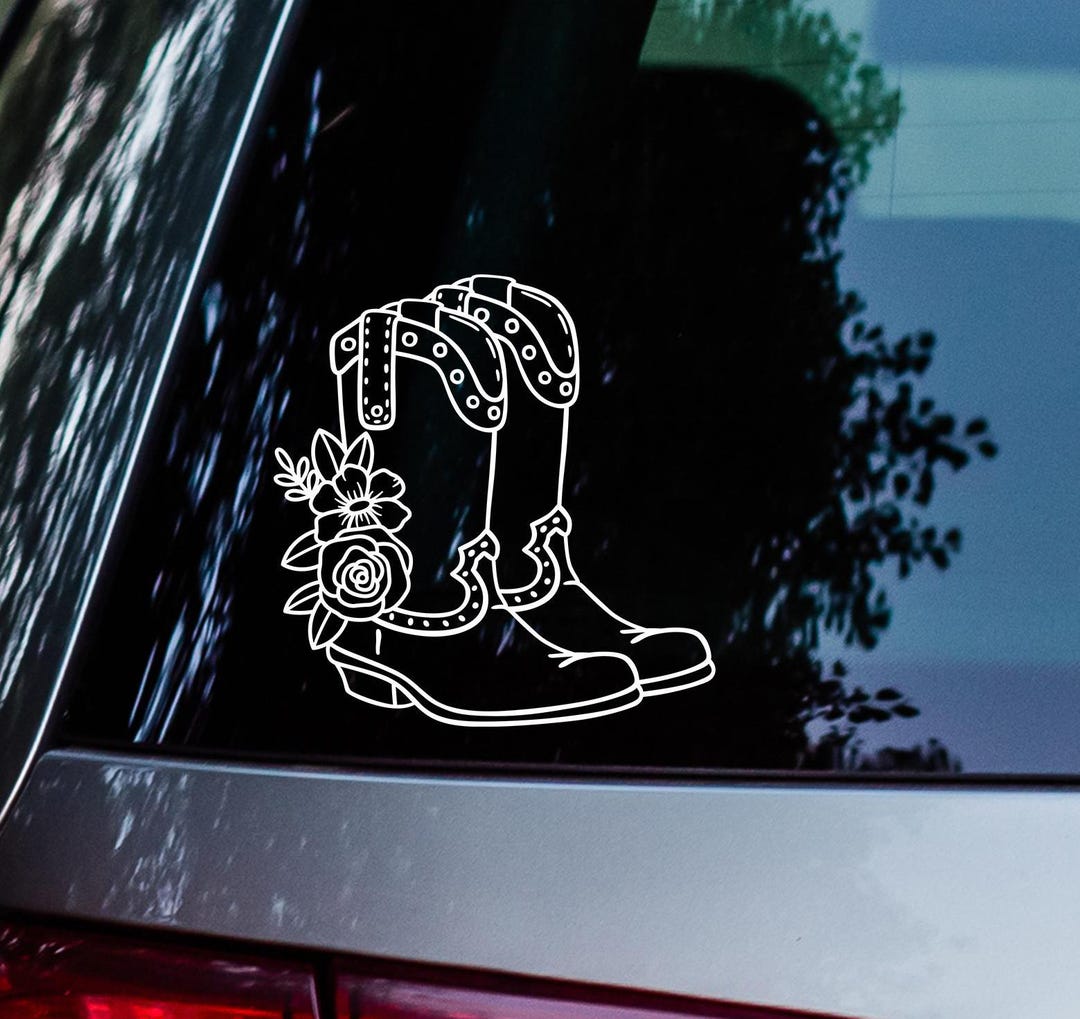 Cowboy Boots Vinyl Car Decal, Car Accessories, Car Window Decal, Vinyl ...