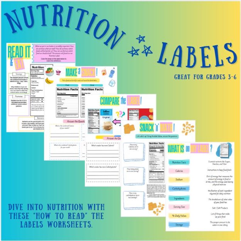 How to Read Nutrition Labels: Grades 3-6 - Etsy