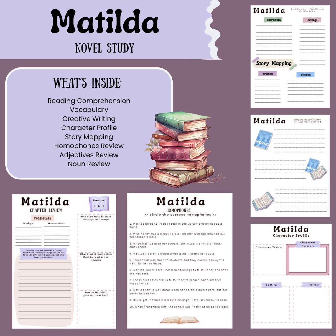Matilda By: Roald Dahl Novel Study Grades 2-5 - Etsy