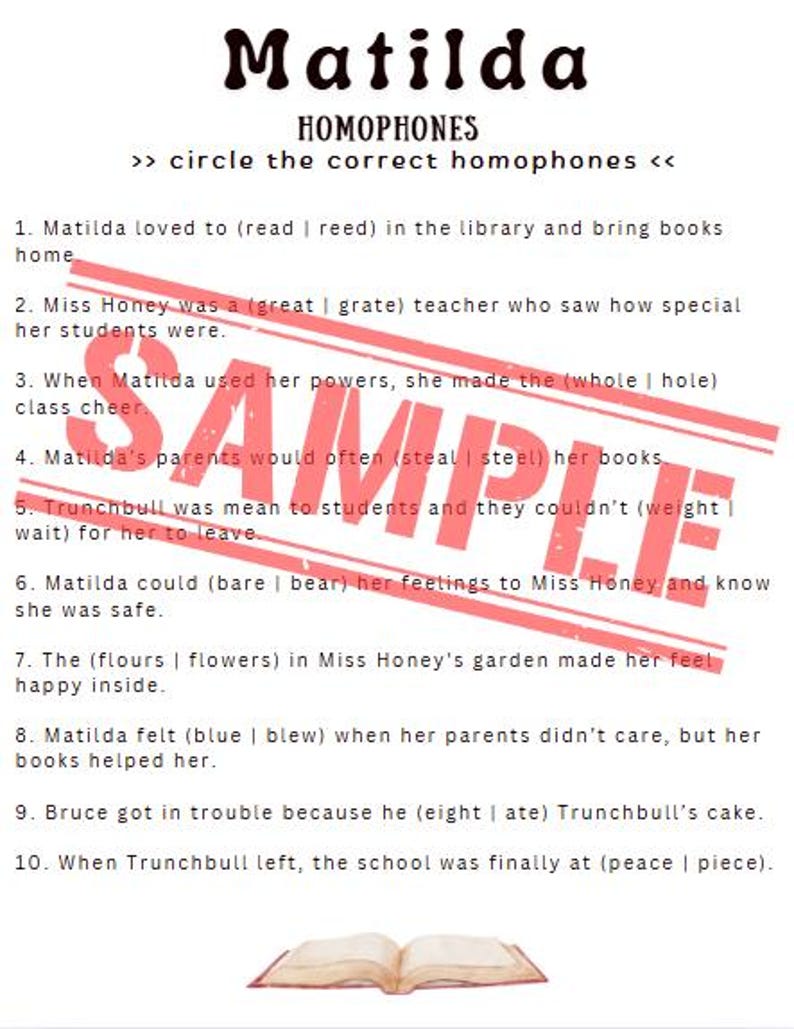 Matilda By: Roald Dahl Novel Study Grades 2-5 - Etsy