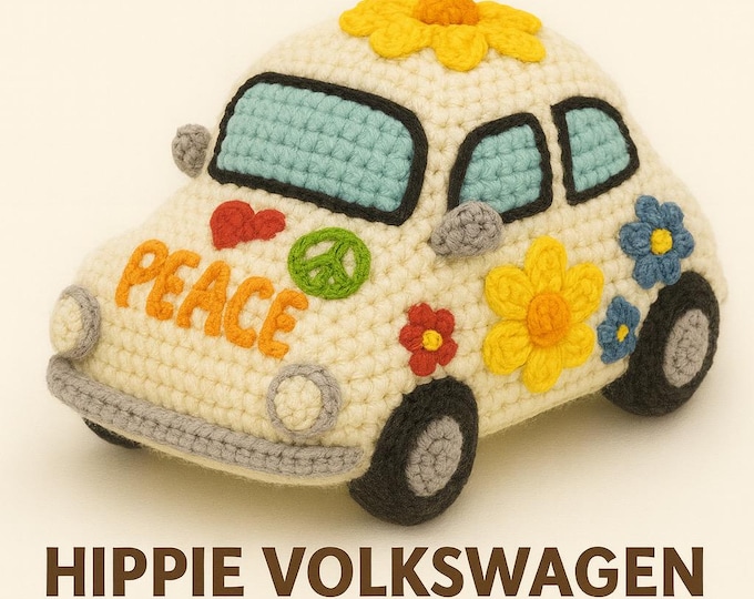 Crochet Pattern: Hippie Volkswagen Beetle Amigurumi (PDF Multilingual ...
