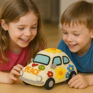 Crochet Pattern: Hippie Volkswagen Beetle Amigurumi (PDF Multilingual ...