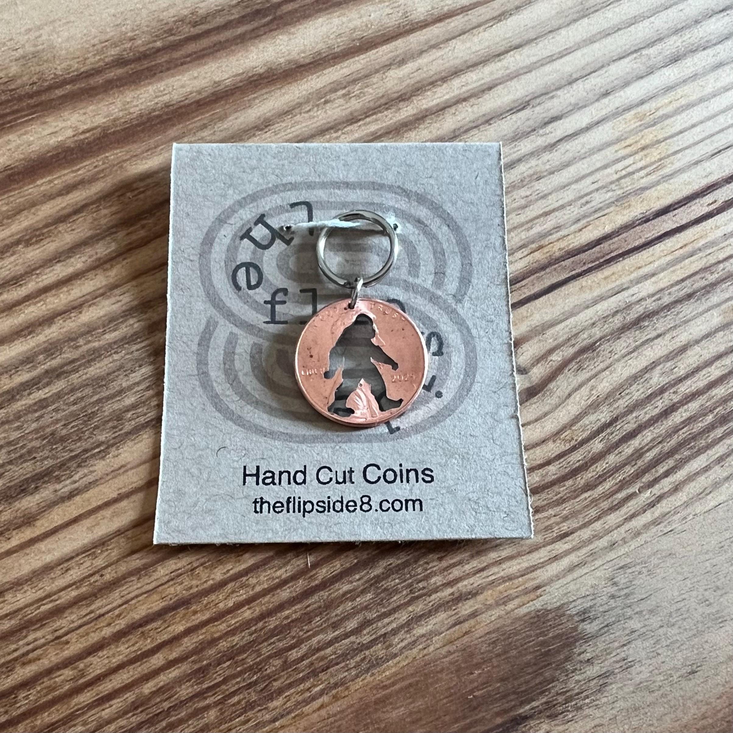 Penny W/ Hand Cut Sasquatch/bigfoot - Custom - Keychain/pendant - Etsy