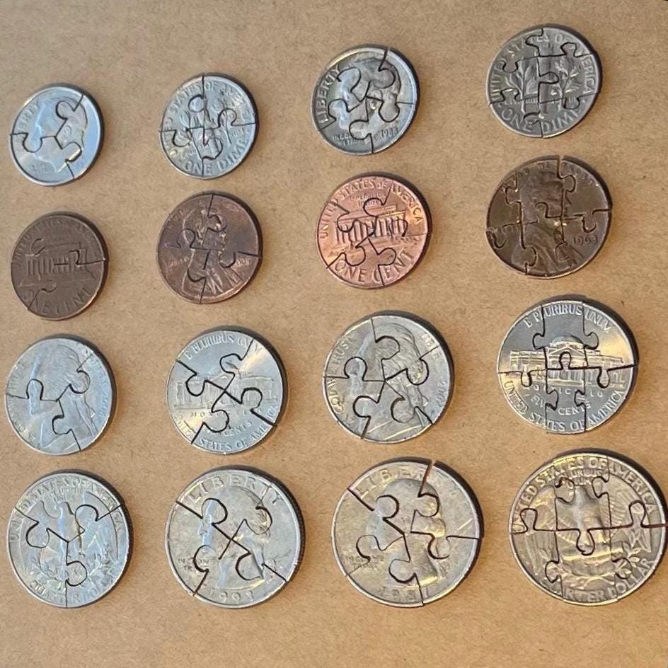 Hand Cut Coin Puzzle - Etsy