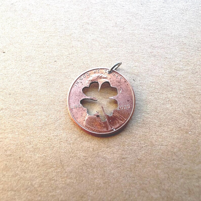 Hand Cut Penny With Four Leaf Clover Charm - Etsy