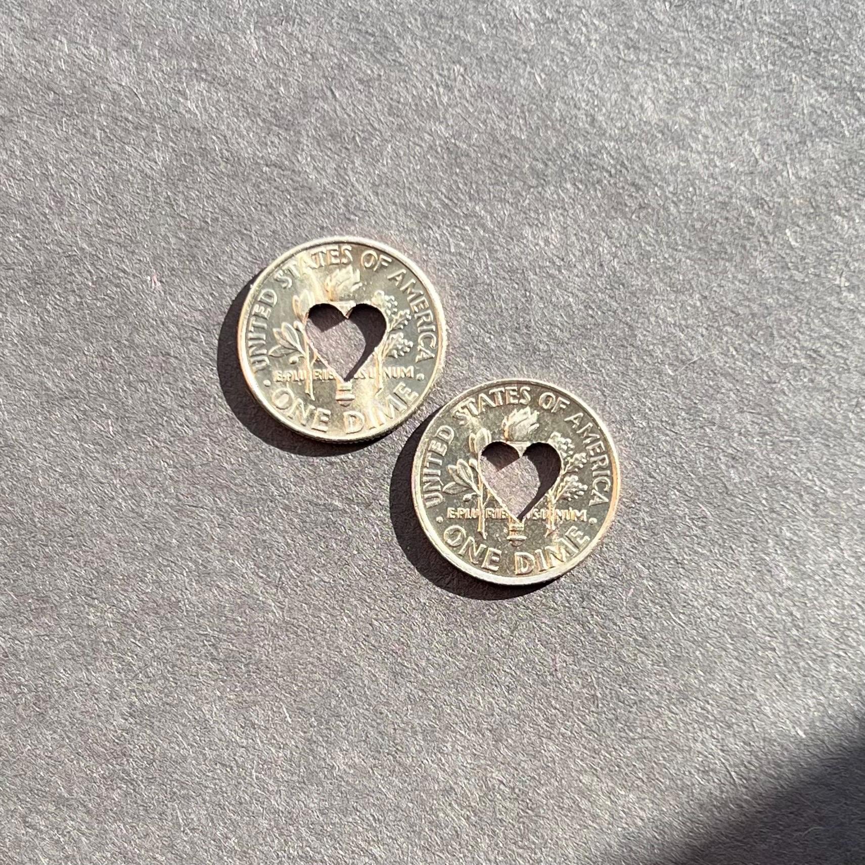 Hand Cut Dime & Penny W/ Heart, Custom - Keychain/pendant - Etsy