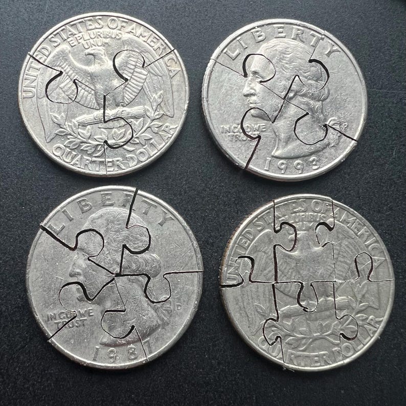 Hand Cut Coin Puzzle - Etsy