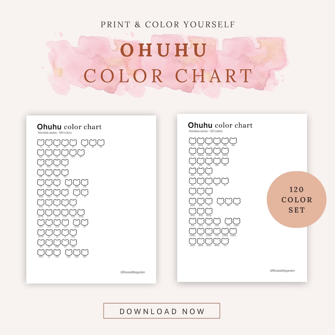 120 Ohuhu Honolulu Color Chart | DIY Swatch Chart | Digital Files ...
