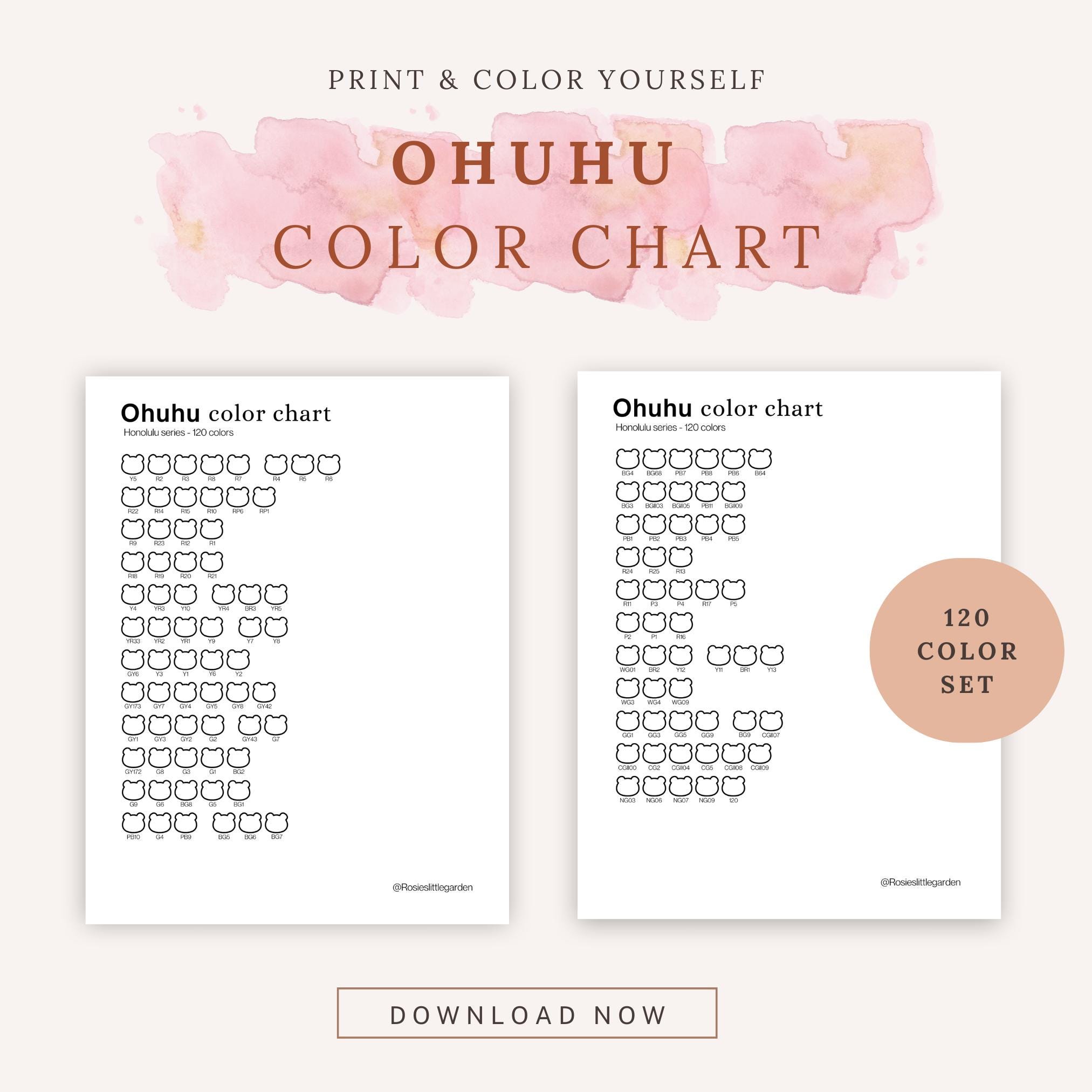 120 Ohuhu Honolulu Color Chart | DIY Swatch Chart | Digital Files ...
