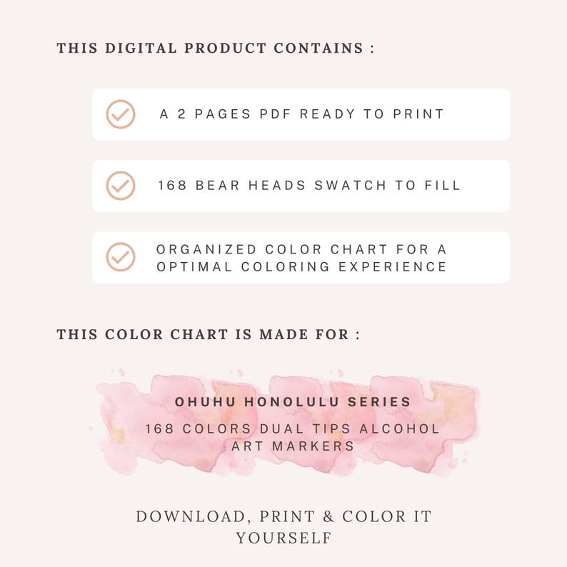 168 Ohuhu Honolulu Color Chart | DIY Swatch Chart | Digital Files ...
