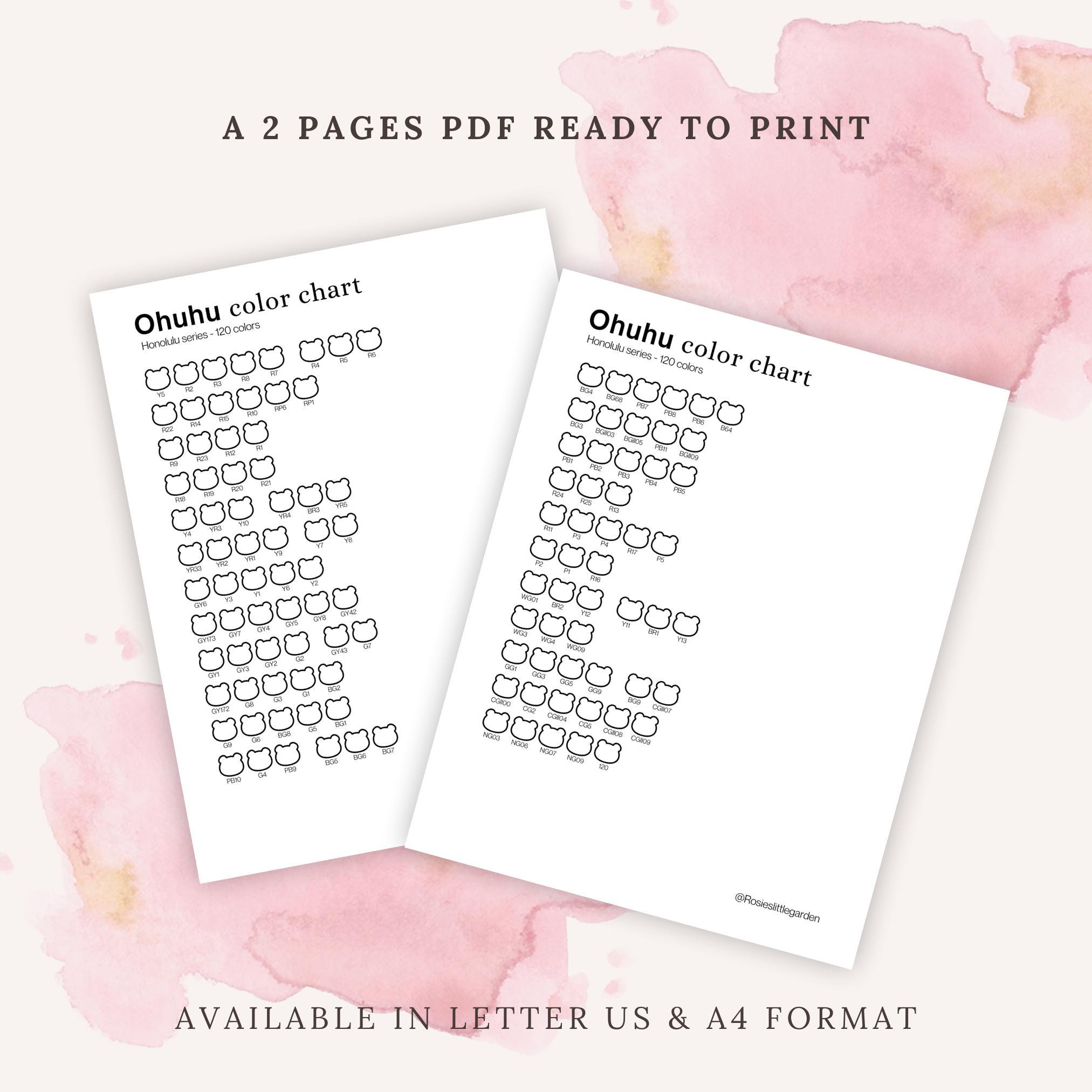 120 Ohuhu Honolulu Color Chart | DIY Swatch Chart | Digital Files ...