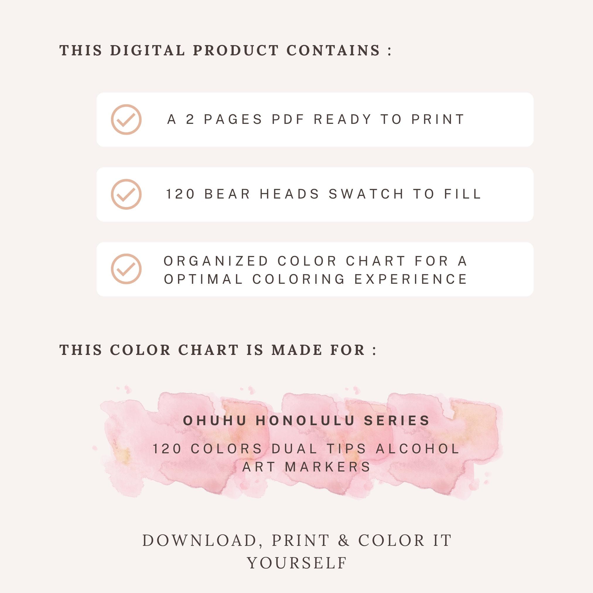 120 Ohuhu Honolulu Color Chart | DIY Swatch Chart | Digital Files ...