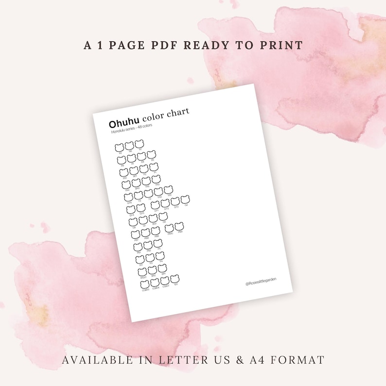48 Ohuhu Honolulu Color Chart | DIY Swatch Chart | Digital Files ...
