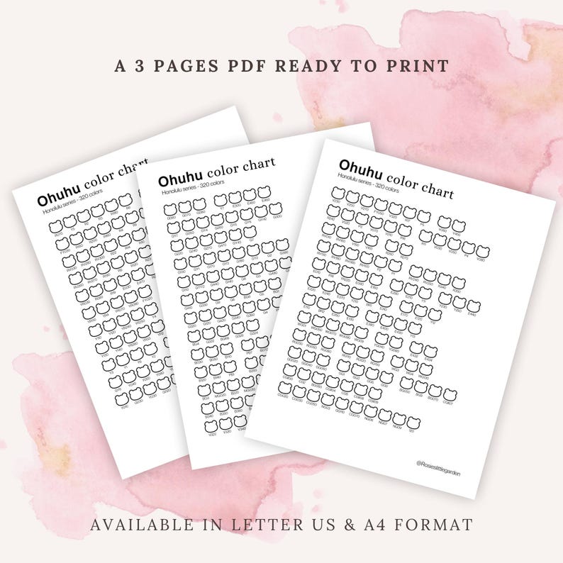 320 Ohuhu Honolulu Color Chart | DIY Swatch Chart | Digital Files ...