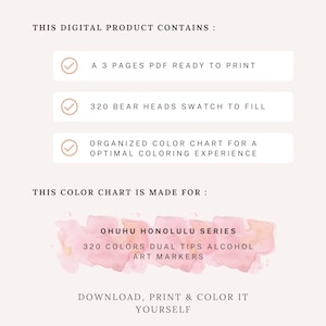 320 Ohuhu Honolulu Color Chart | DIY Swatch Chart | Digital Files ...