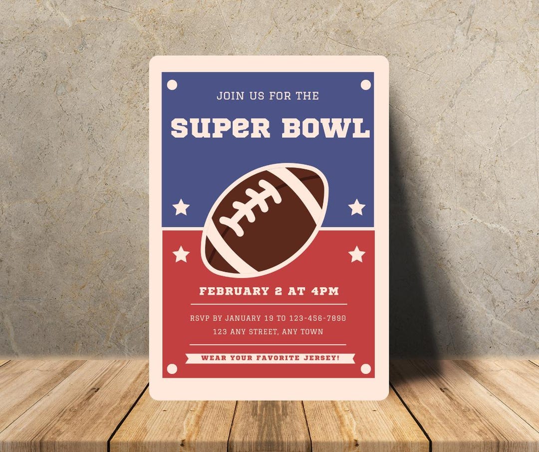 Super Bowl Party Invitation Football Game Day the Big Game NFC AFC ...