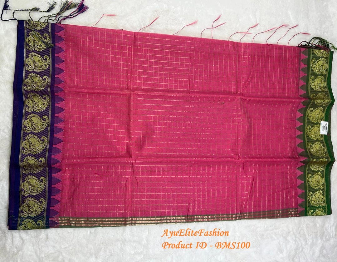 Madurai Pure Cotton Saree With Beautiful Zari Border - Etsy