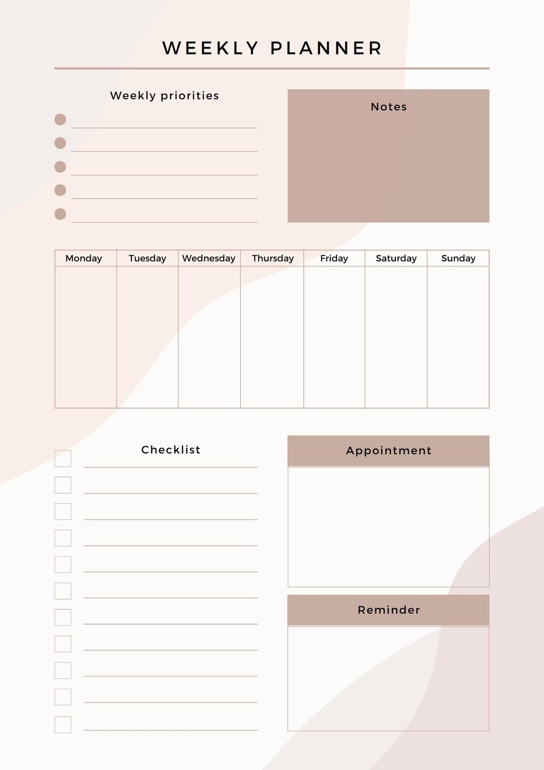 Weekly Planner Template: Boho Printable Weekly Planner - Etsy