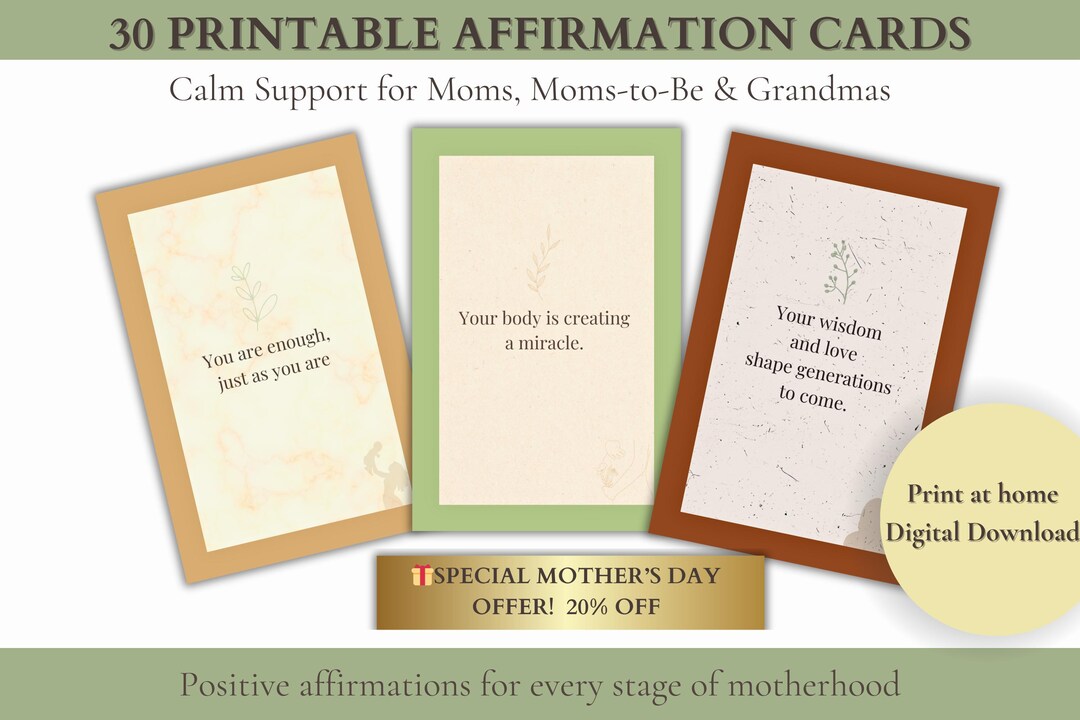 Mother’s Day Affirmation Cards, Printable Self-care Gift for Moms, Moms ...