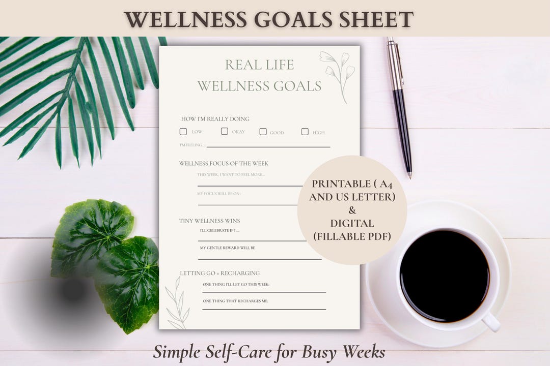 Wellness Goals Planner,digital & Printable Self-care Sheet for Women ...