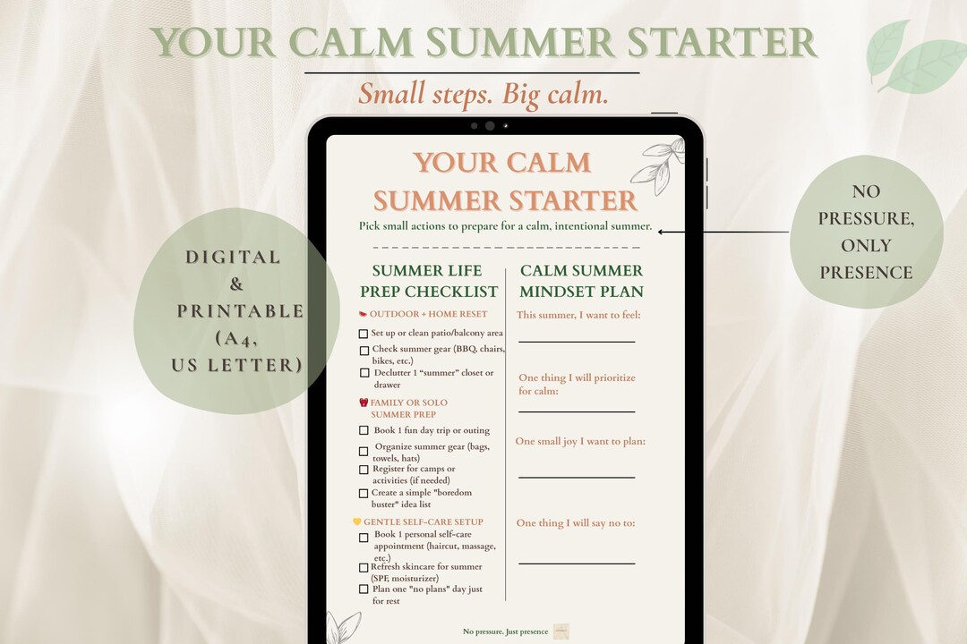 Summer Prep Checklist – Printable & Fillable Planner for Women, Reset Your Mind, Home and Life ...