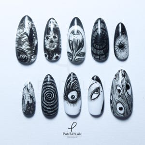 JUNJI ITO Tomie Uzumaki Monochrome Hand Painted - Handmade Press on ...