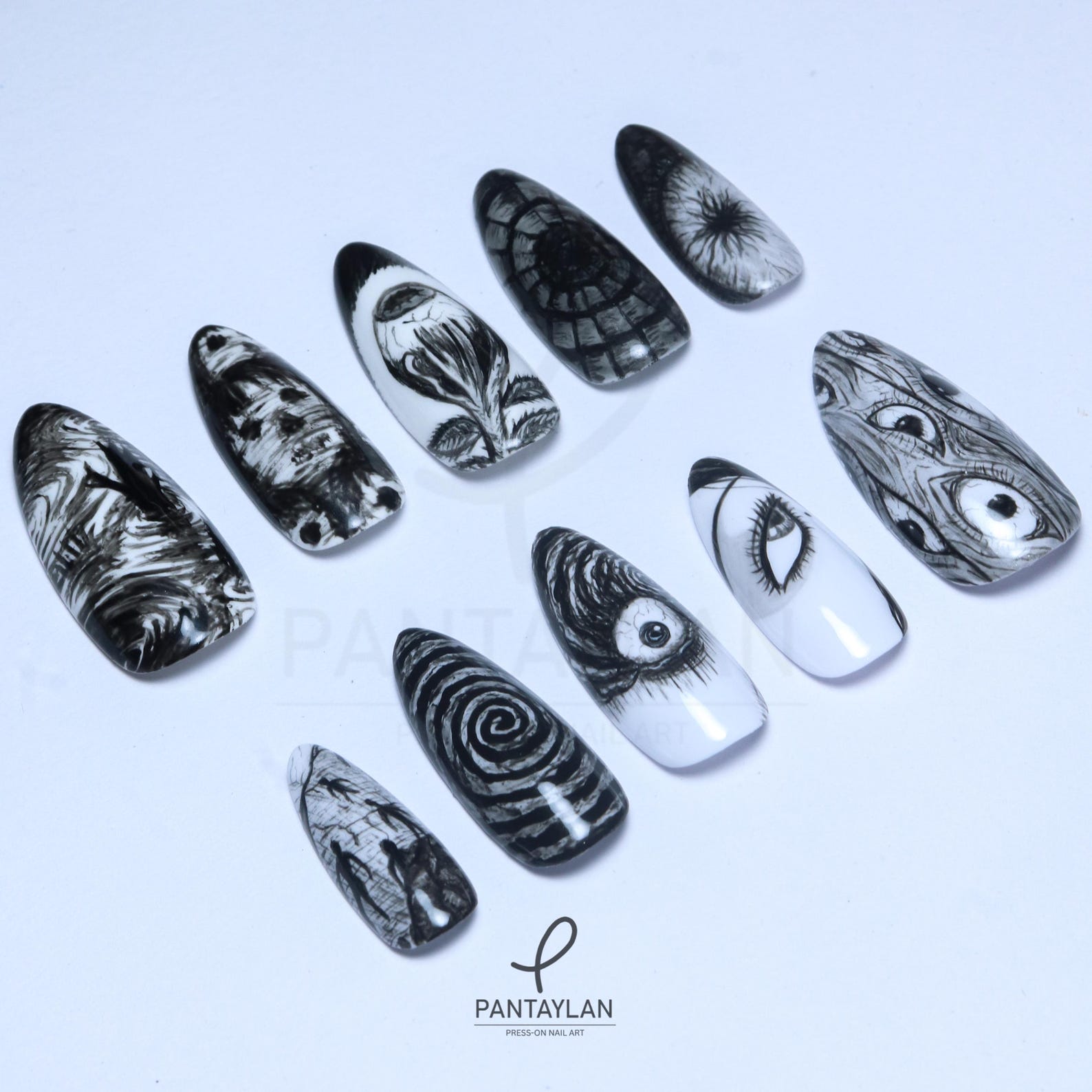 JUNJI ITO Tomie Uzumaki Monochrome Hand Painted - Handmade Press on ...