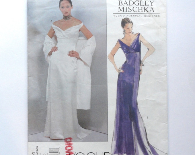 UNCUT Pattern Vogue 2134 Lined Dress Close-fitting Bodice Front Pleated ...