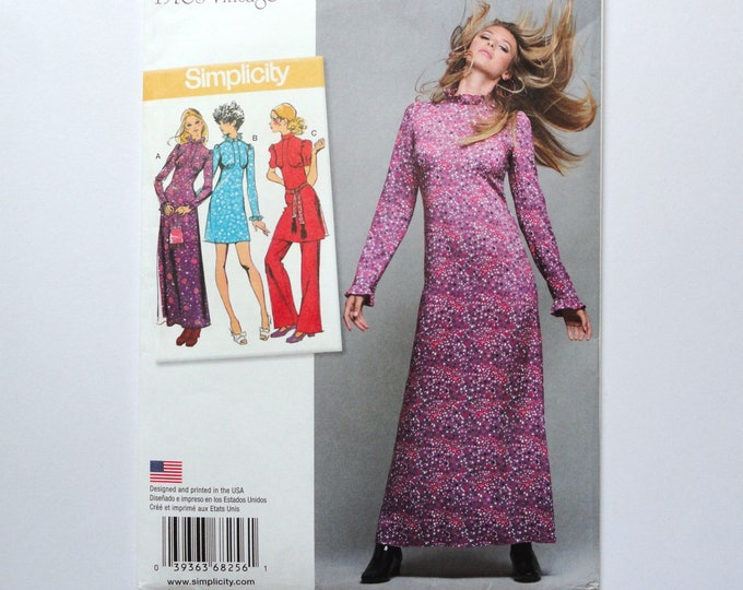 UNCUT Simplicity 8256, Retro 1970's Dress, Empire Waist, Sleeve and ...