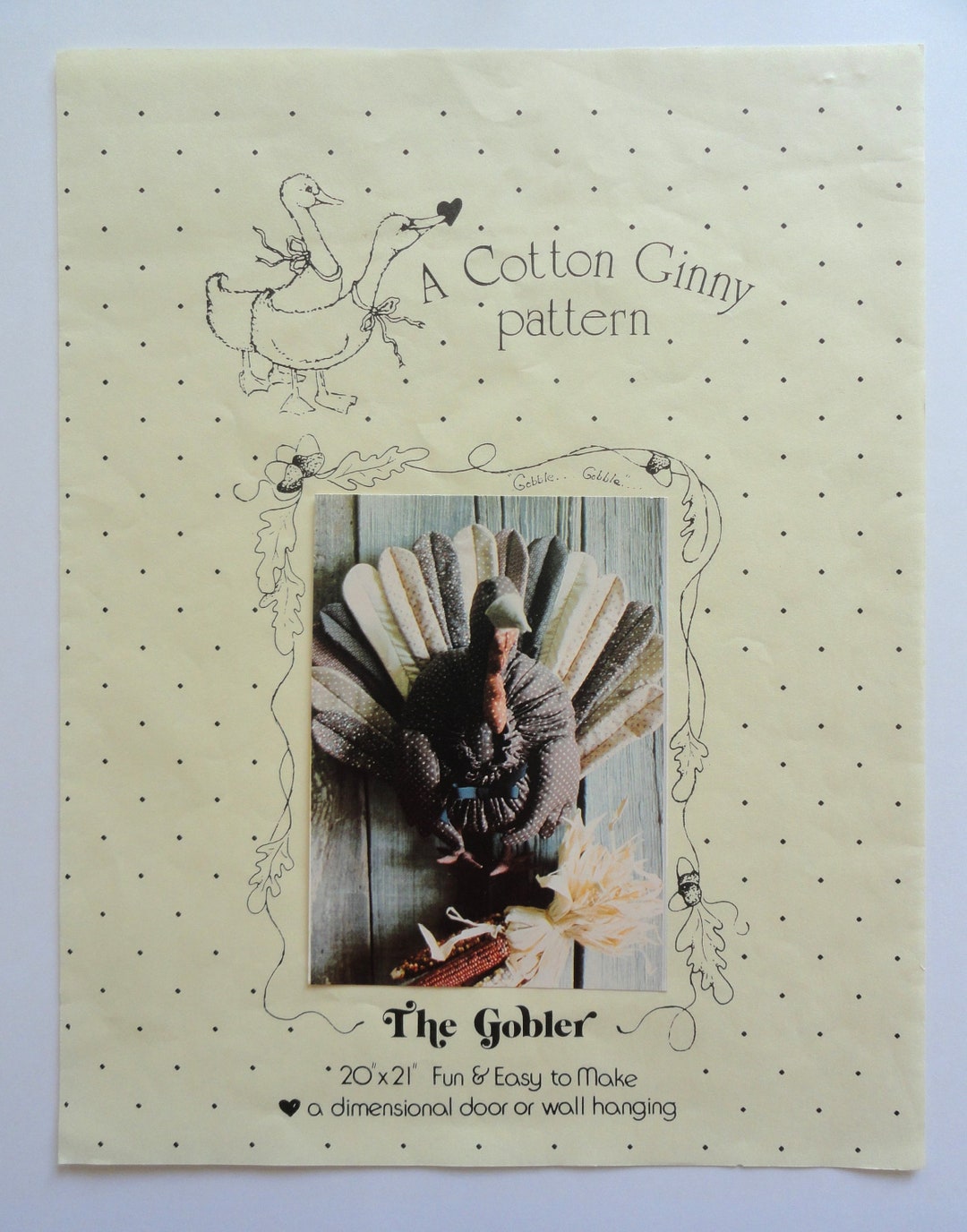 The Gobbler Turkey Pattern, Vintage Cotton Ginny, Fall Wall or Door ...