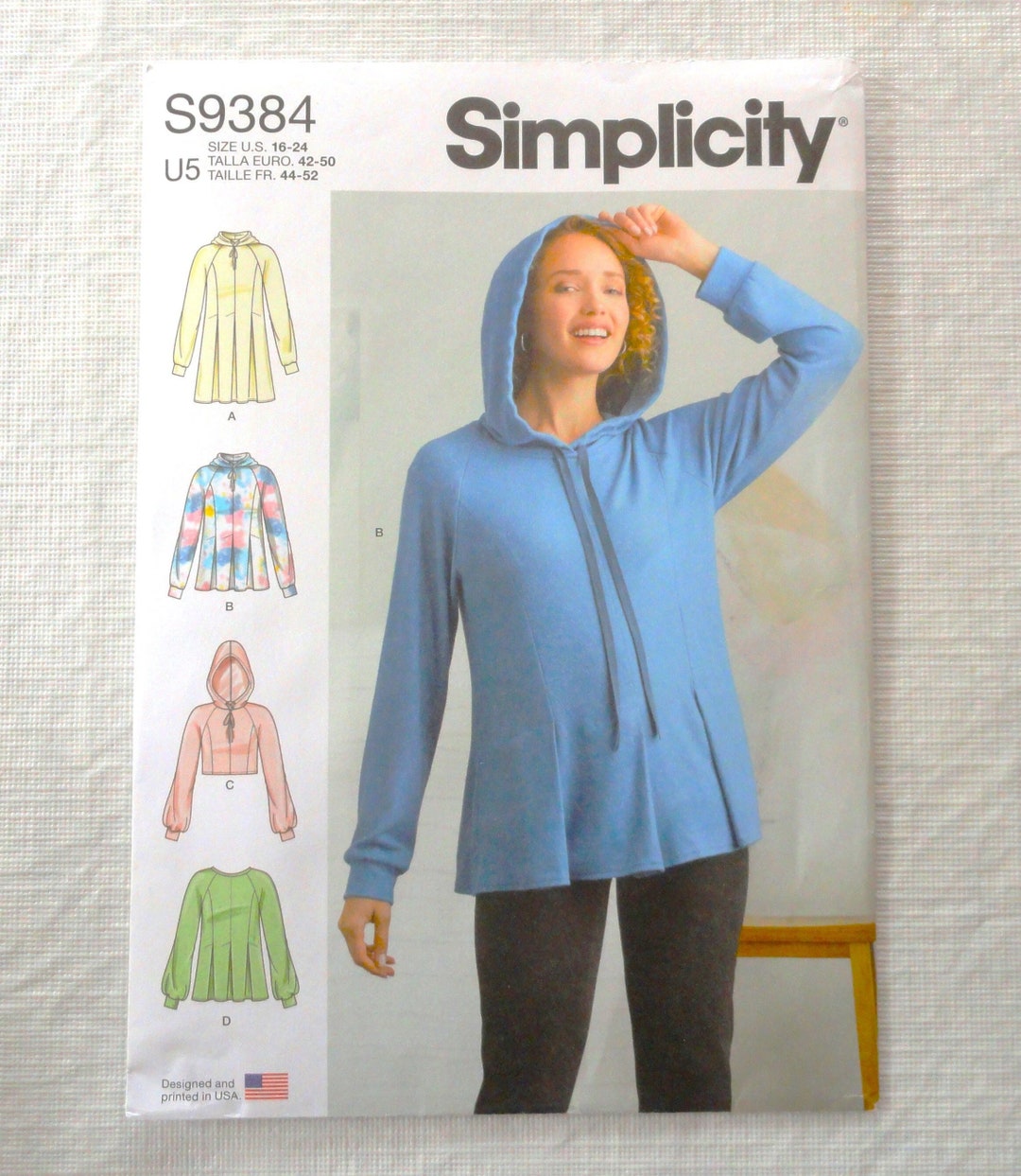 Uncut Simplicity 9384, Sweatshirt With Hood, Raglan Sleeves, Opt Front ...