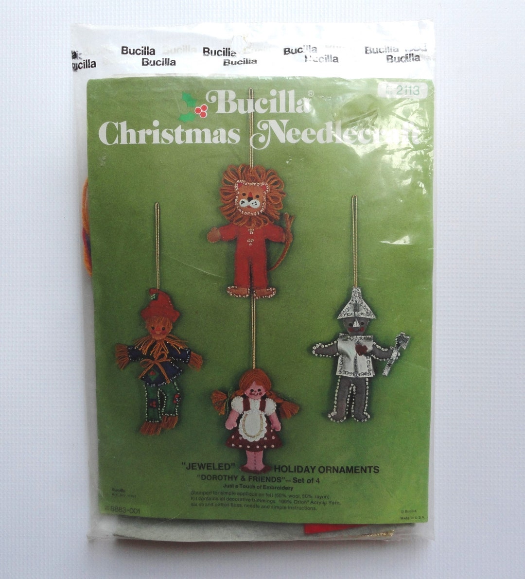 Vintage Bucilla Dorothy & Friends Ornaments, Jeweled Holiday Christmas ...