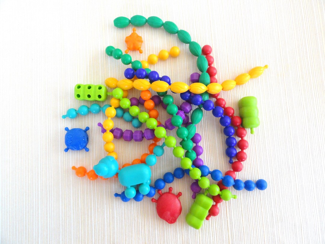 151 Vintage Pop It Beads, 1 Animal Head 3 Bodies, Aqua Purple Orange ...