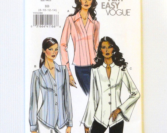 Uncut Vogue 8322, V Neckline Shirt, Princess Seams, Straight or Pointed ...