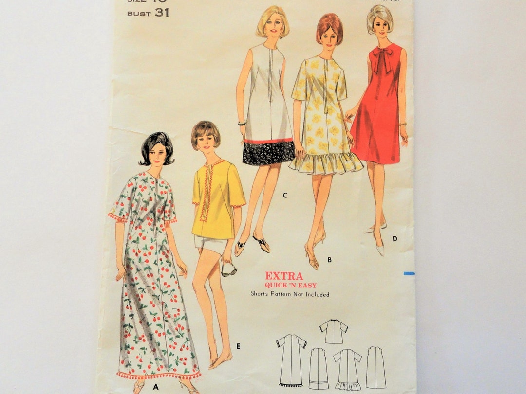 UNCUT Butterick 3978, Beach Cover Up, Front Zipper Robe, Long Short ...