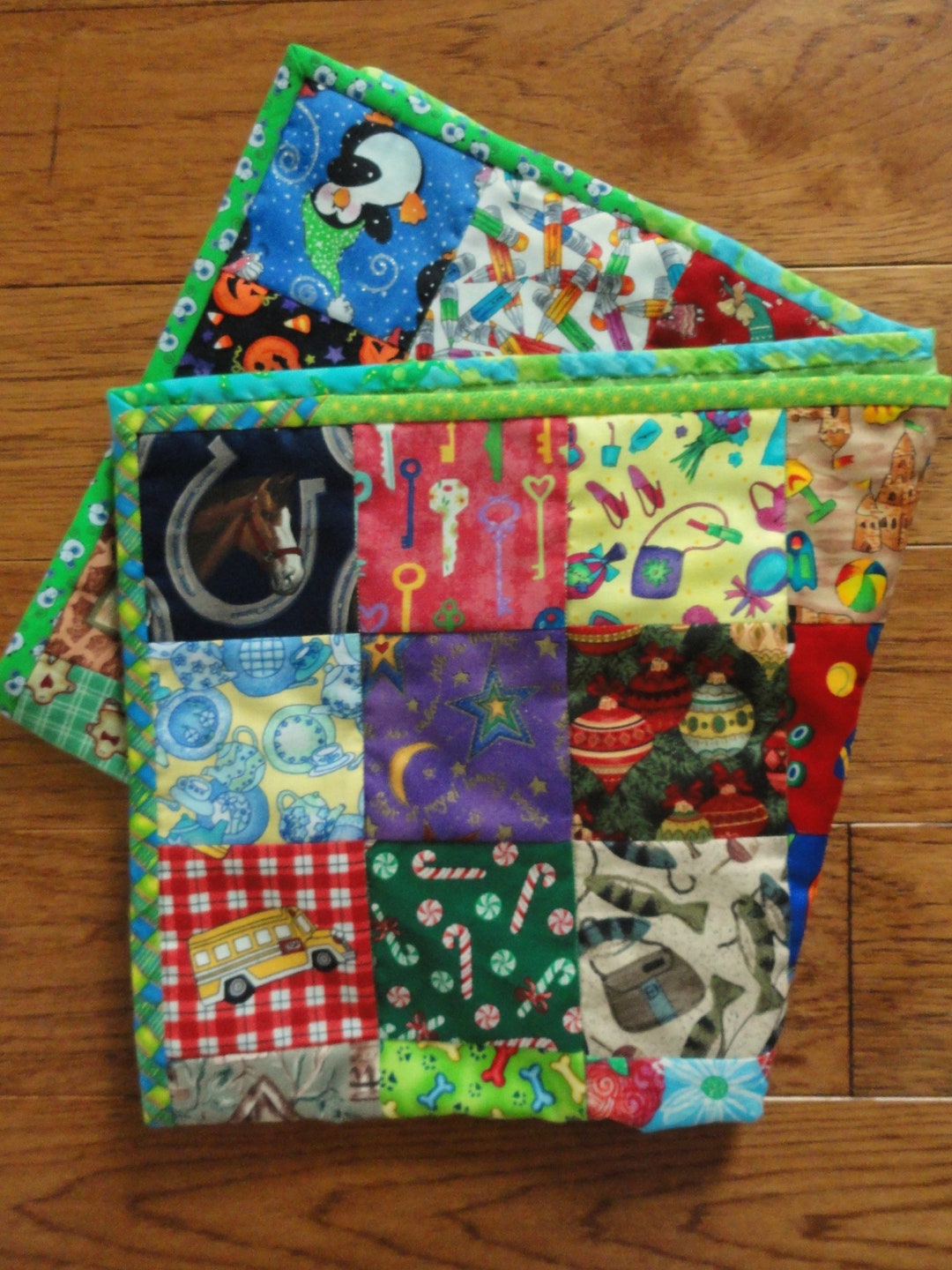 Mini I Spy Quilt, Bright Novelty Fabric, Toddler Lovey Patchwork Minky ...