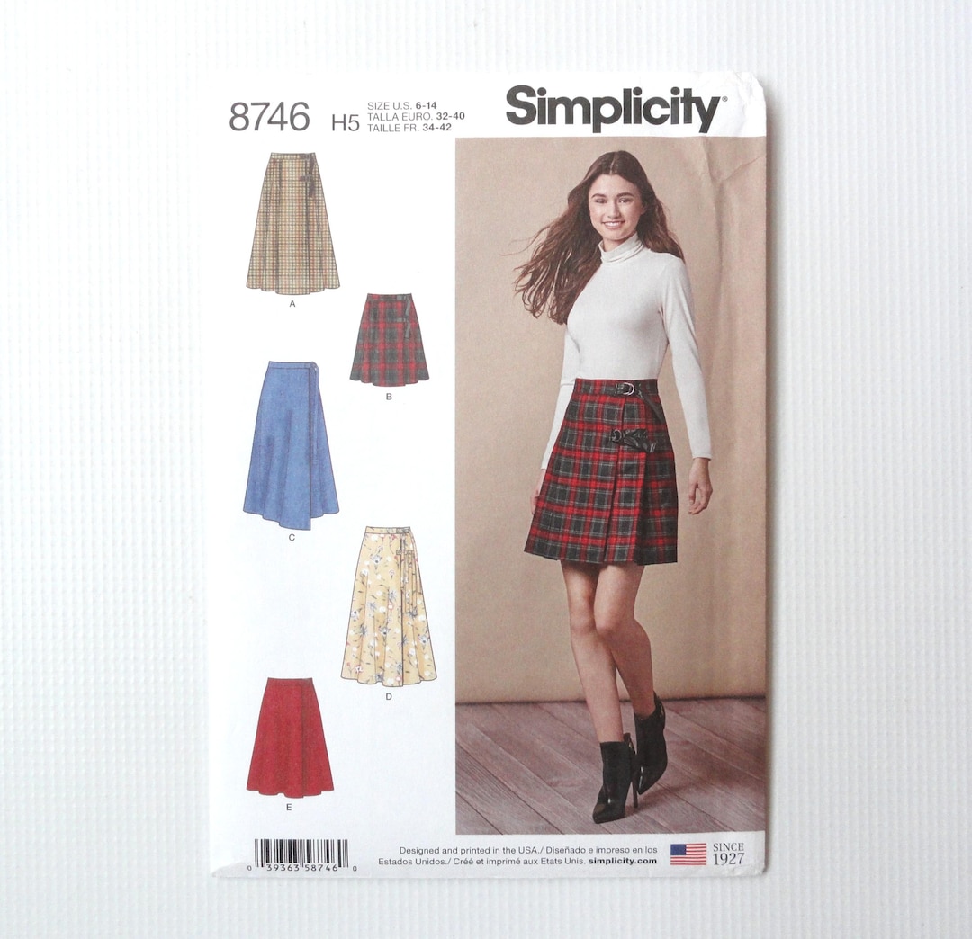 Uncut Simplicity 8746 Wrap Skirts, 3 With Different Versions, 2 Lengths, Make a Kilt Pattern ...