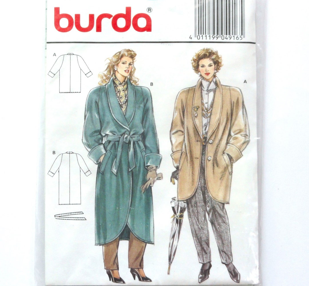 UNCUT Burda 4916 Misses Coat, Sleeves W/ Cuffs, Shawl Collar, Welt ...