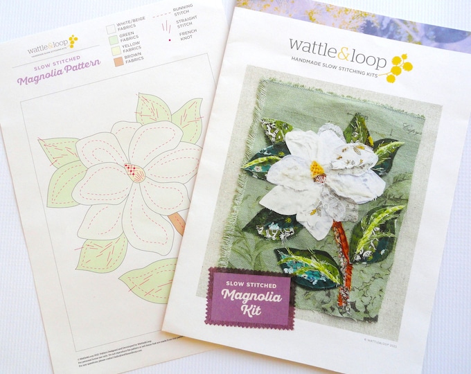Wattle & Loop, Magnolia Slow Stitch Kit, Liberty of London Fabric DMC ...