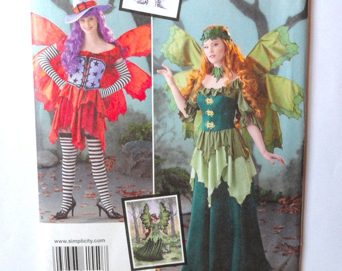 UNCUT Simplicity 1550 Fairy Dress Scoop Neckline 2 Lengths Hat Wings ...