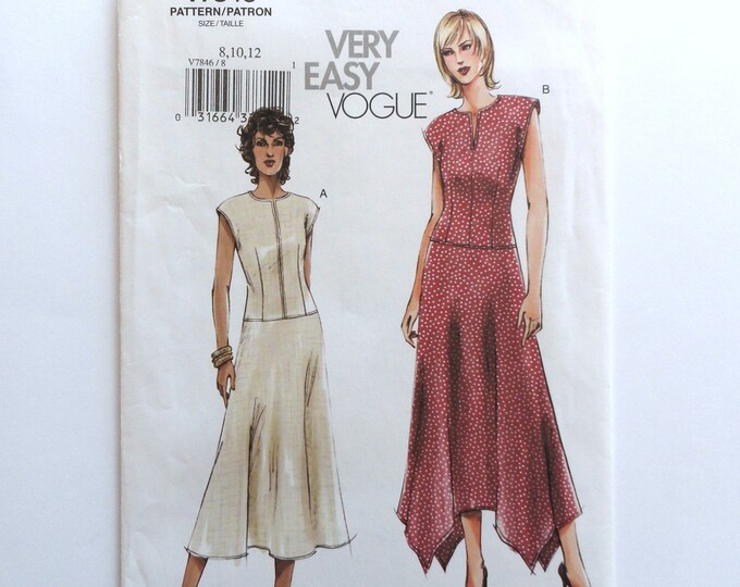 UNCUT Pattern Vogue 2134 Lined Dress Close-fitting Bodice Front Pleated ...