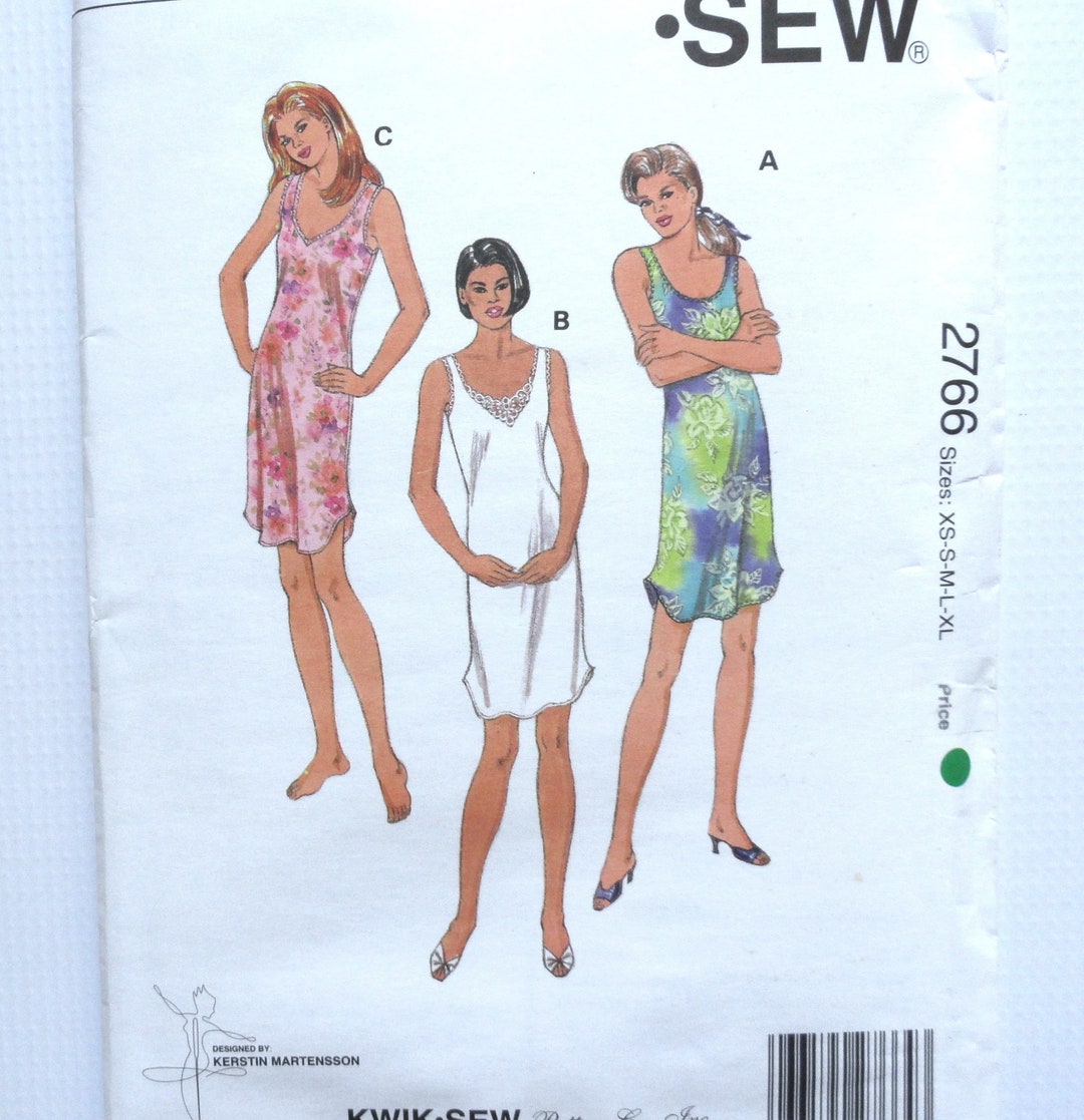 UNCUT Pattern Kwik Sew 2766 Tank Style Nightgowns Woven or Knit Fabric ...