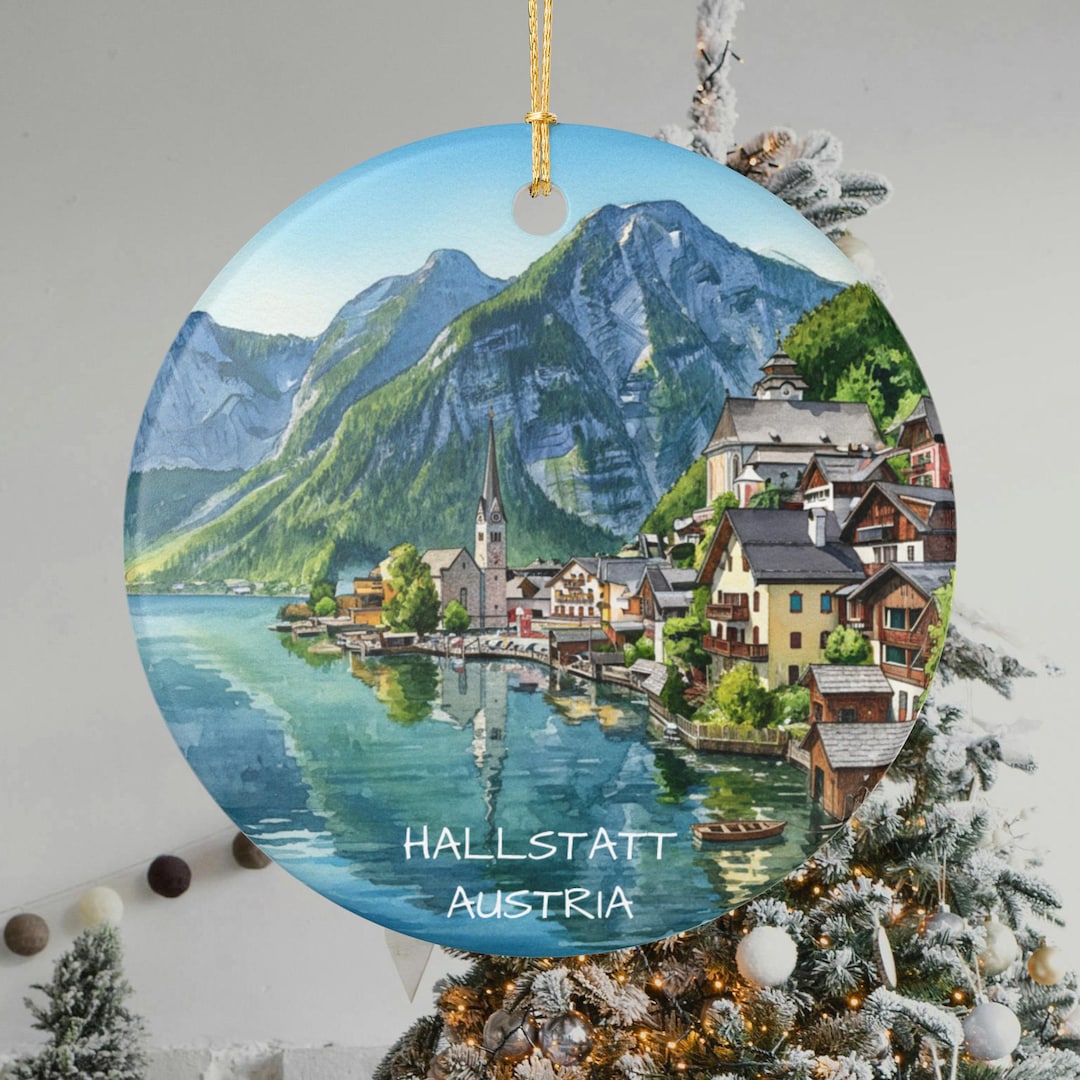 Hallstatt Austria Ceramic Ornament | Lakeside Village Alpine Souvenir ...