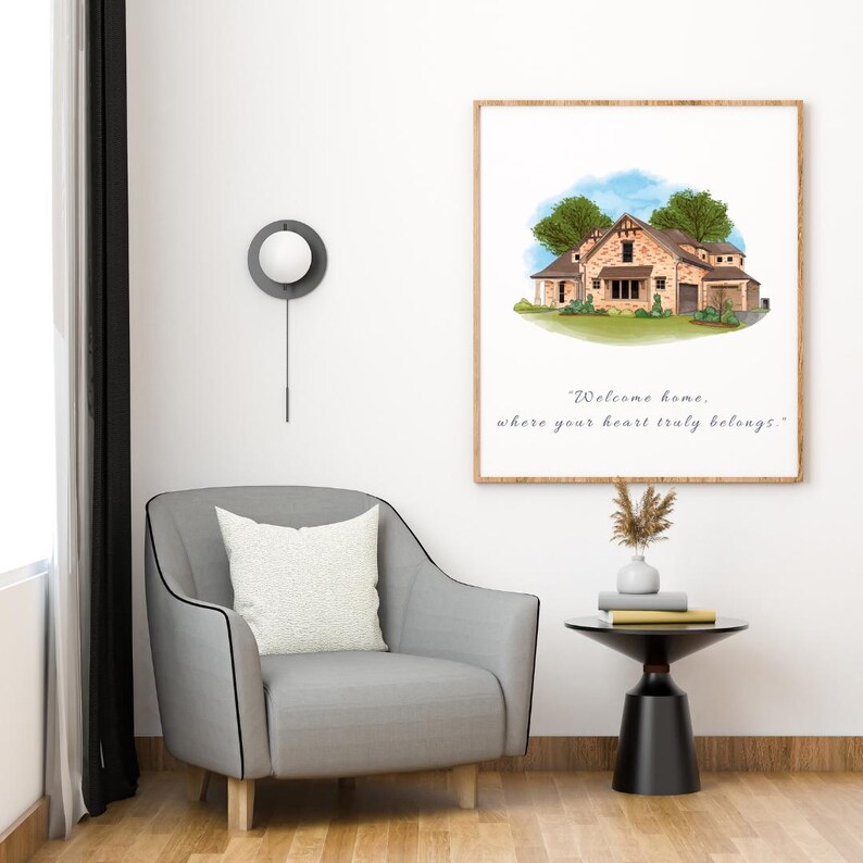 SKETCH HOME or Building, Hand Drawn Illustrations Ready to Print, Wall ...