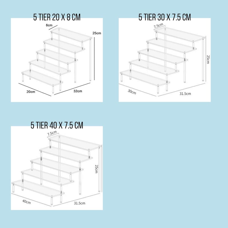 Acrylic Display Stand, Clear Display Riser Rack, 1-5 Tier Shelf for ...
